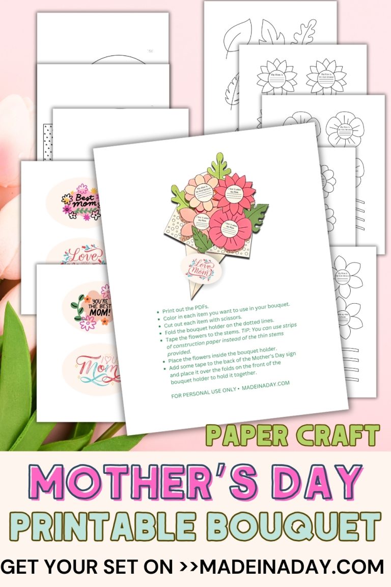 Printable Mothers Day Bouquet Craft