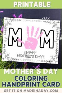 Mothers Day Coloring Page Handprint Art