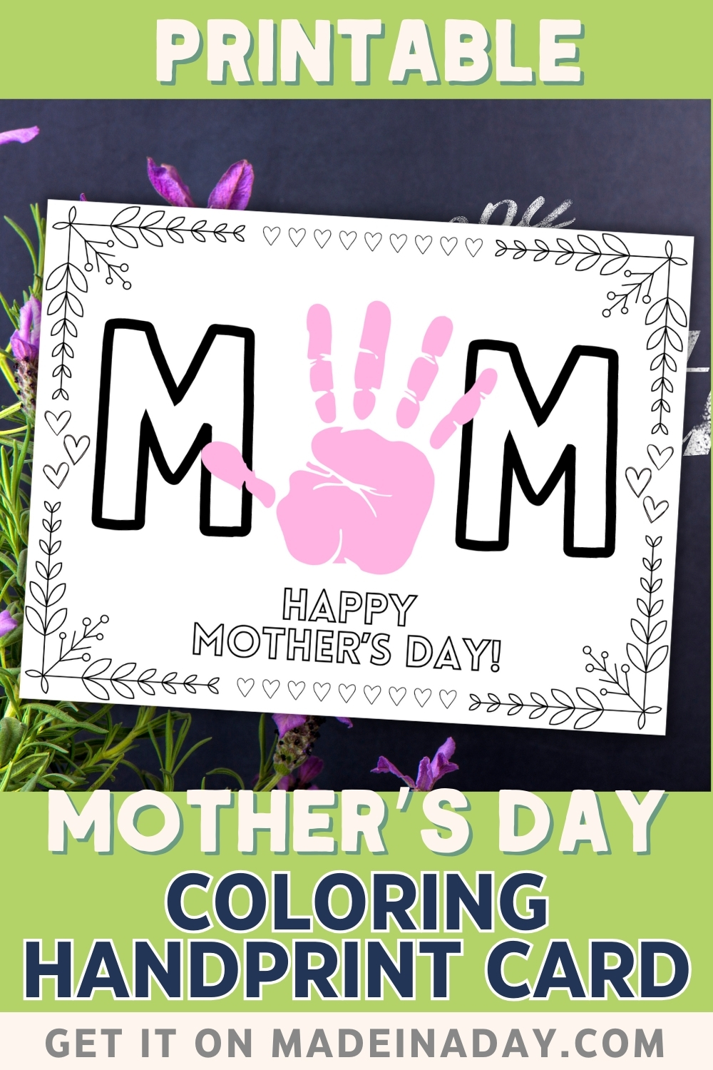 Mothers Day Coloring Page Handprint Art