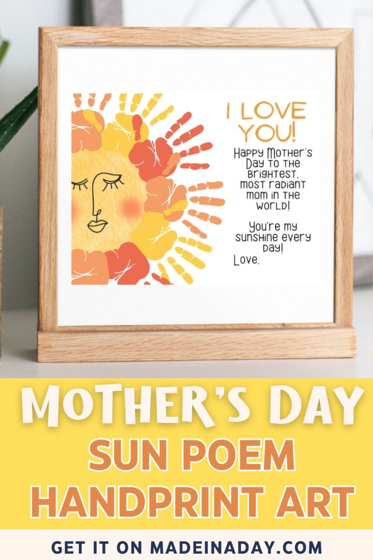 Sun Poem Handprint Art For Mothers Day
