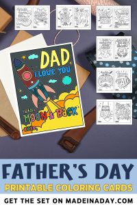 Coloring Fathers Day Card Set
