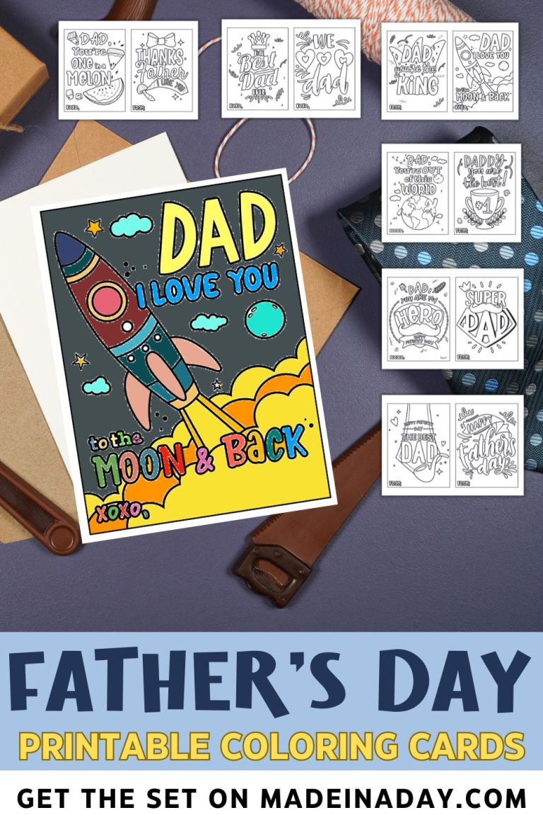 Coloring Fathers Day Card Set