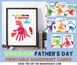 Fathers Day Handprint Dinosaur Cards