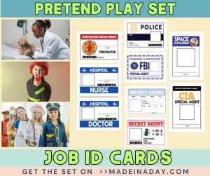 Job ID Card Pretend Play Set