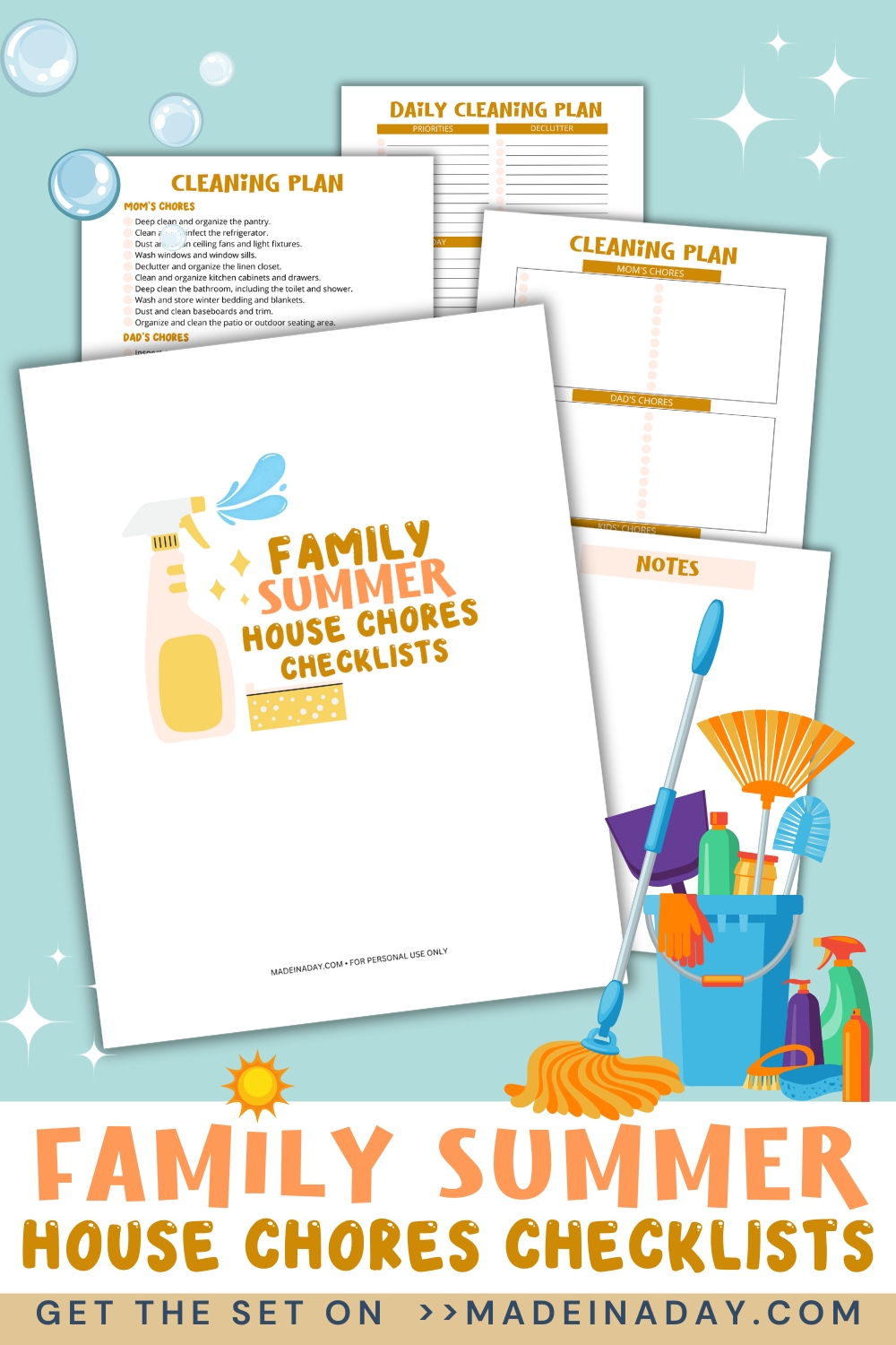 Family Summer House Chores Checklists
