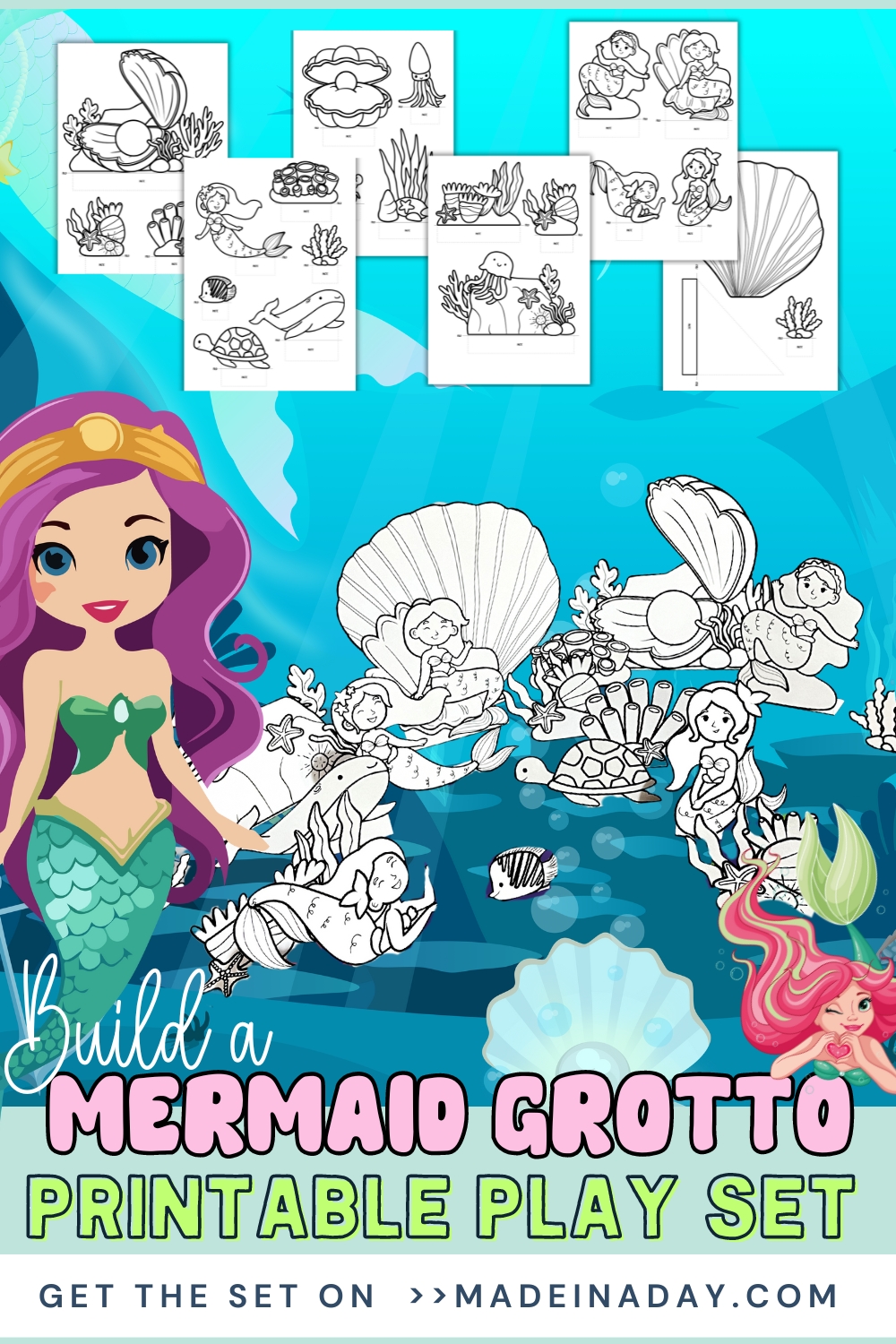 Mermaid Coloring Page Paper Craft