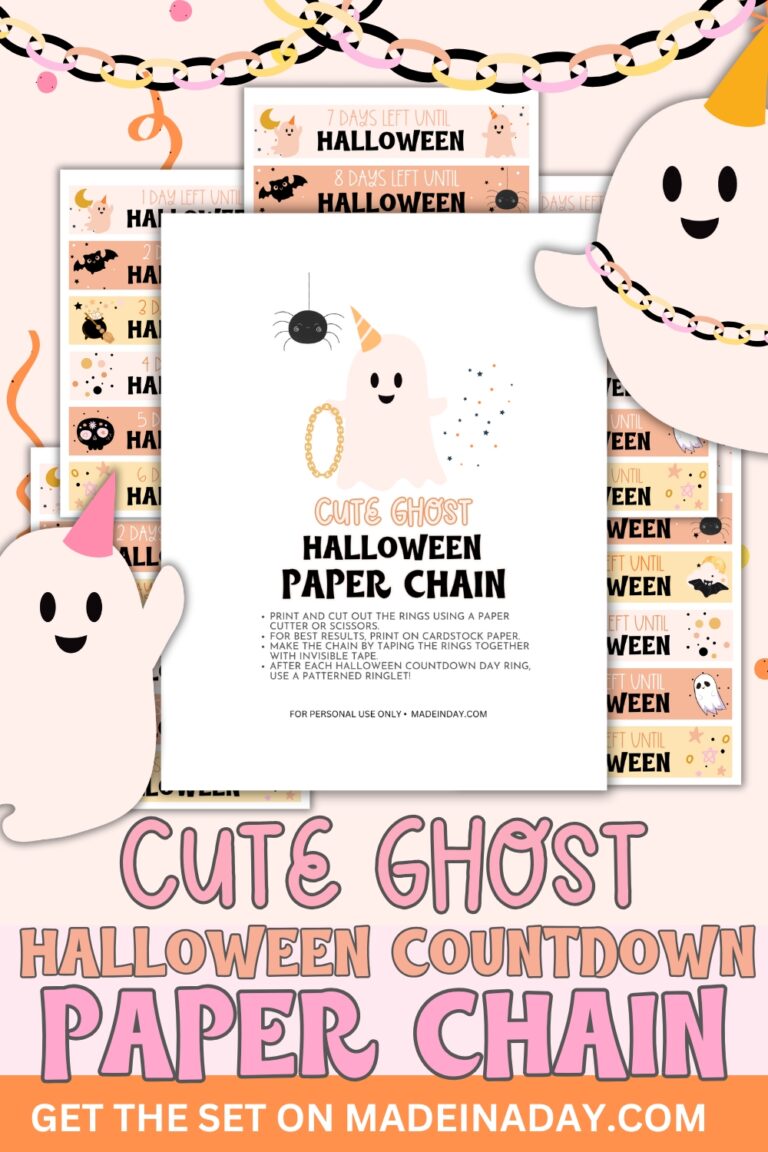 Cute Ghost Halloween Countdown Paper Chain