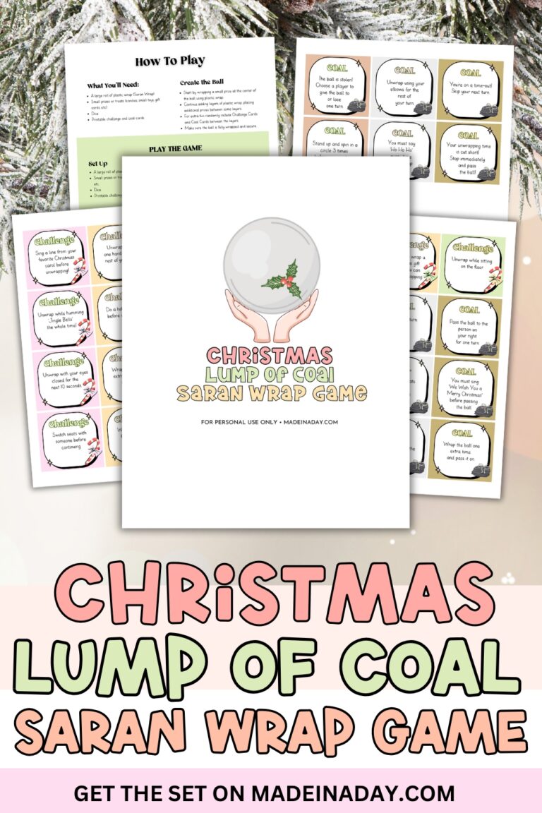 Printable Lump Of Coal Saran Wrap Game