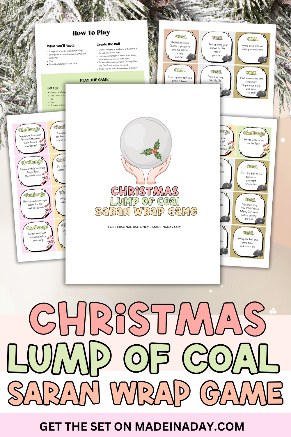 Printable Lump Of Coal Saran Wrap Game