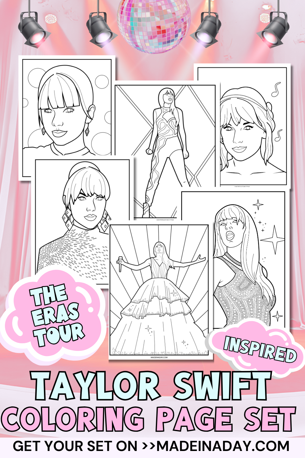 Taylor Swift Coloring Page Set