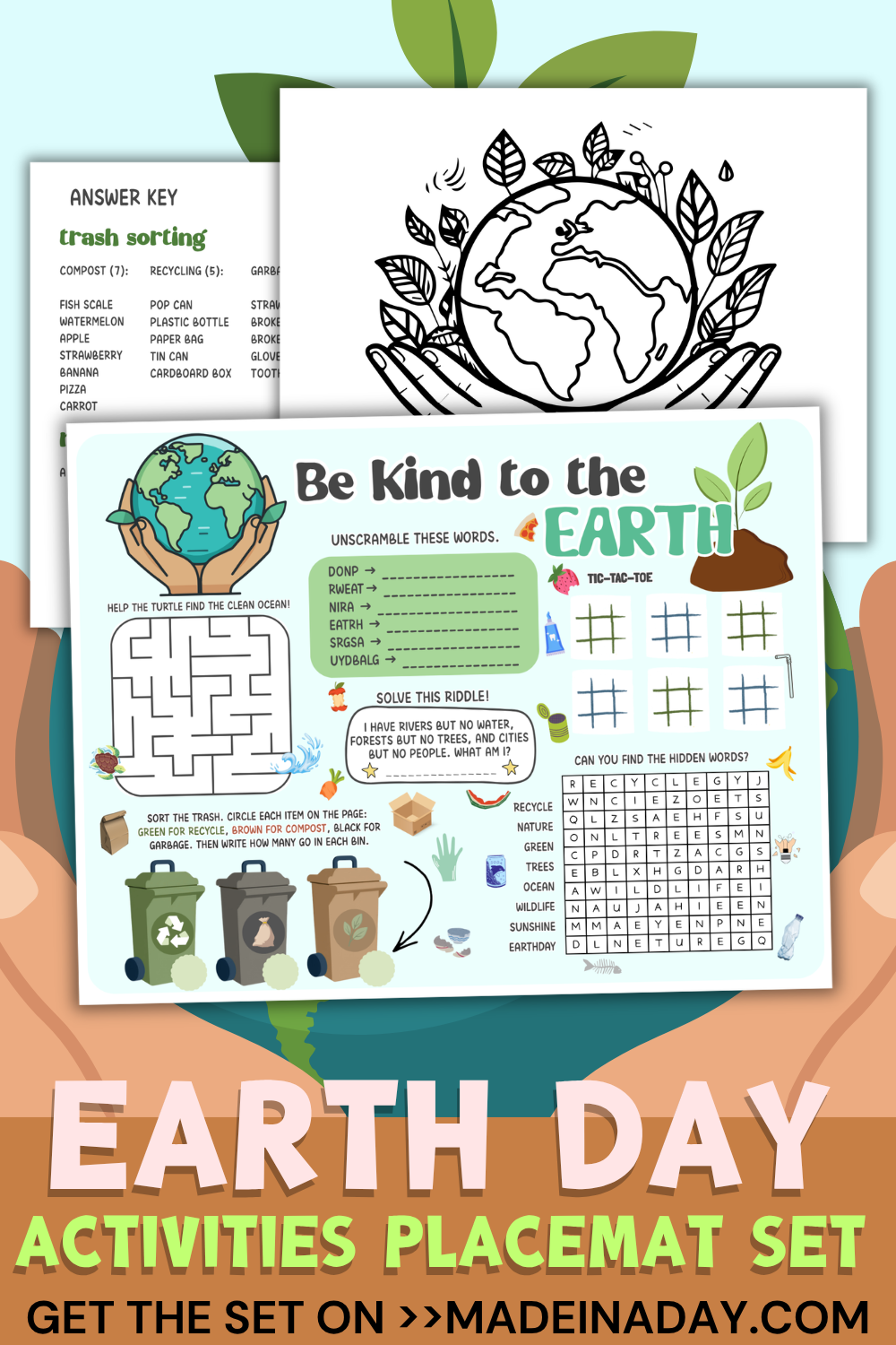 Earth Day Activities Placemat Set
