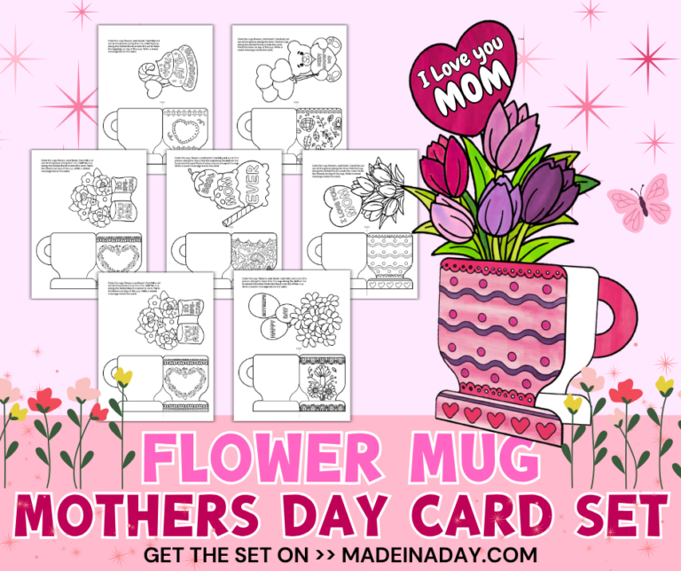 Flower Mug Mothers Day Cards Set